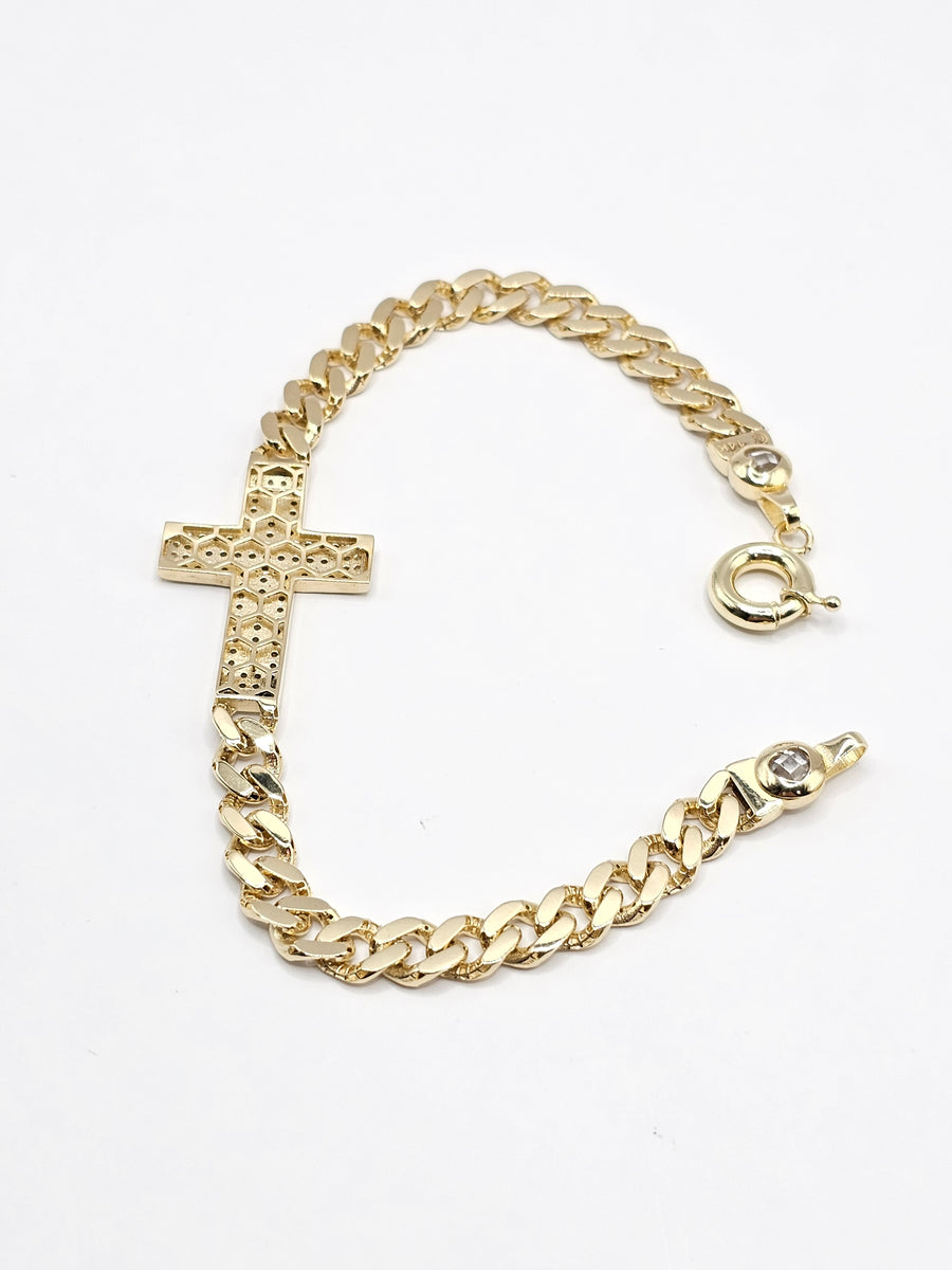 14k Gold Bracelet - Monaco Cross – Jessyjewelryshop
