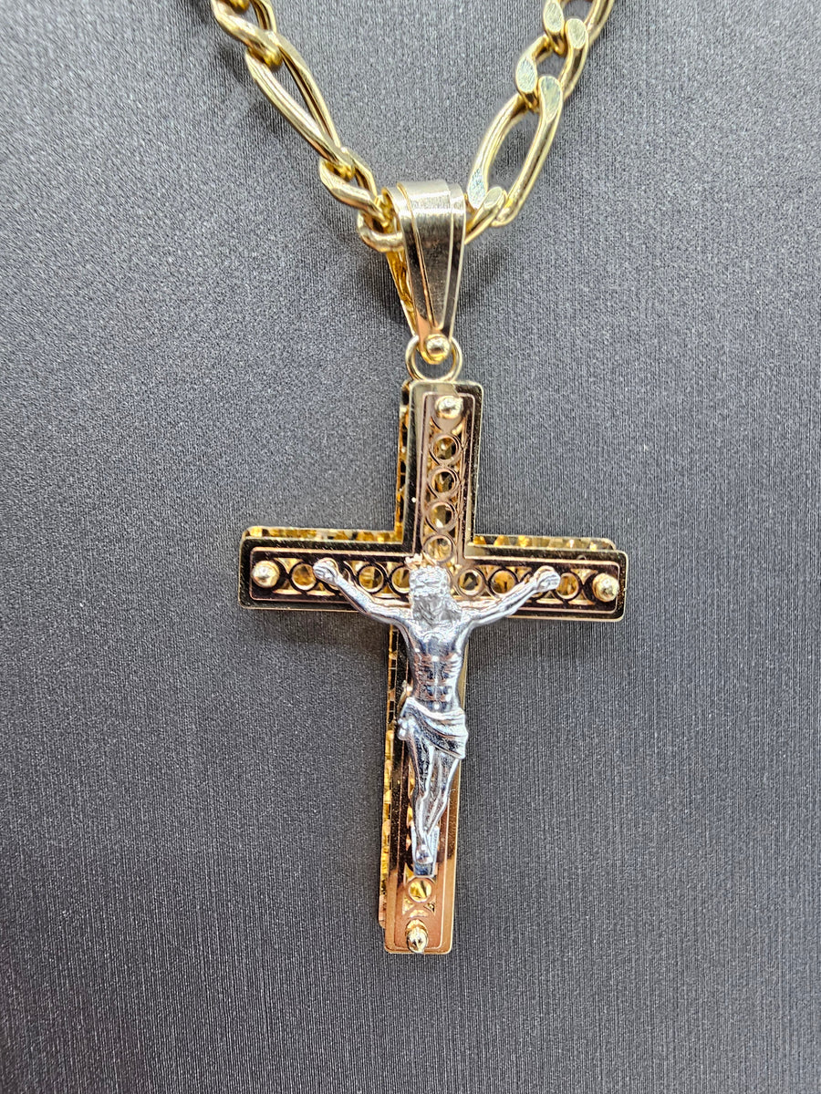 14k Gold Chain w/pendant - Jesus on Cross – Jessyjewelryshop