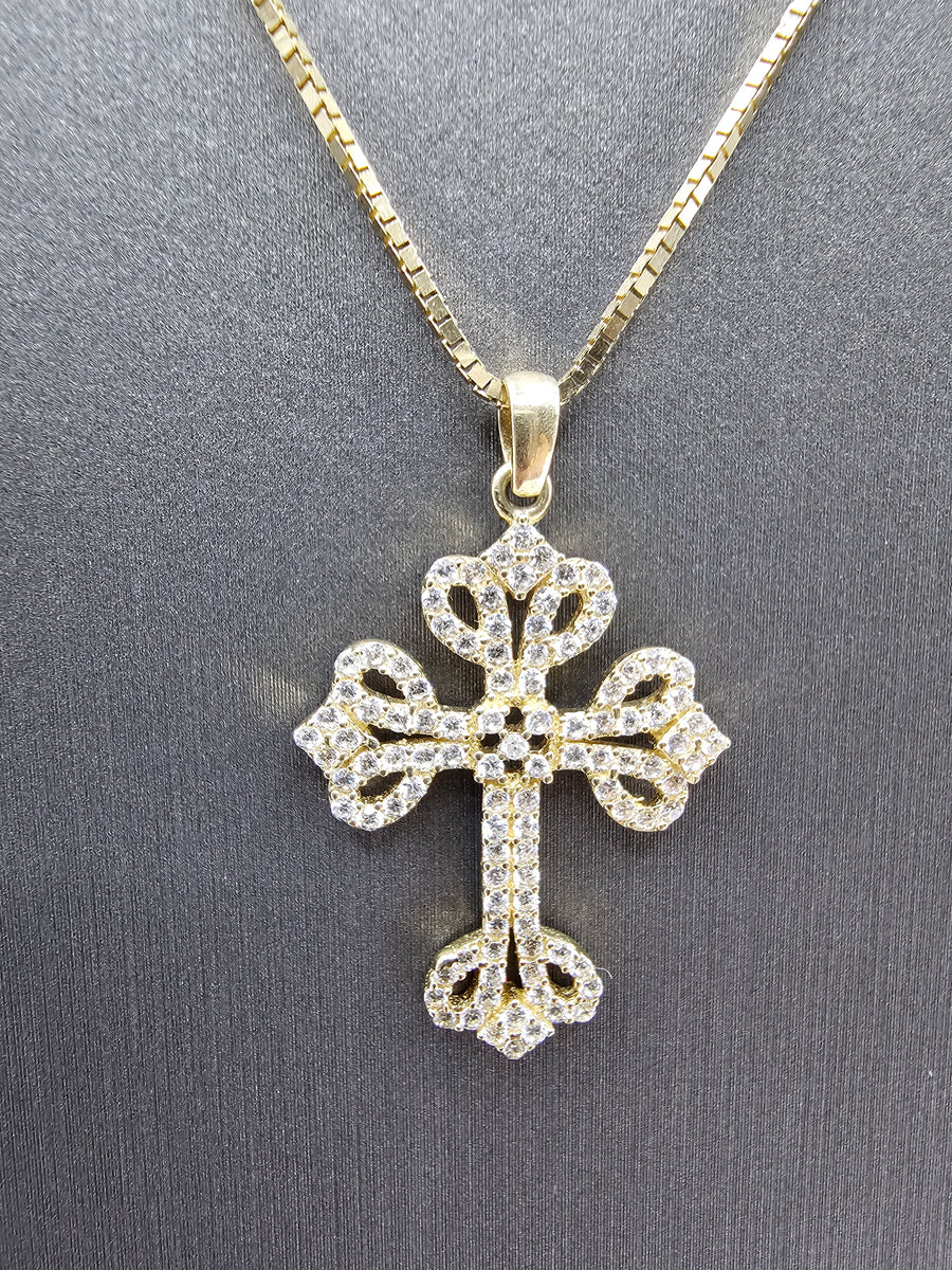 14k Gold Box Chain w/Pendant - Cross – Jessyjewelryshop